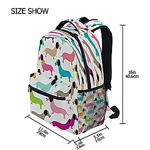 ALAZA Colorful Dachshund Puppy Pug Dog Travel Laptop Backpack Business Daypack Fit 15.6 Inch Laptops for Women Men