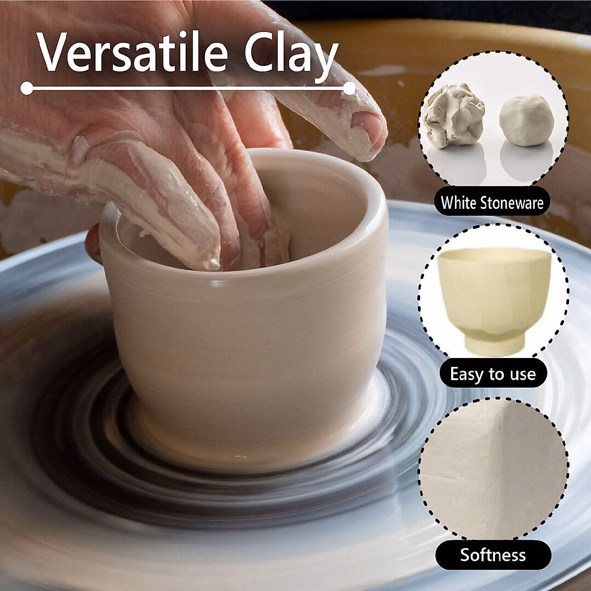 Old Potters Mid High Fire White Stoneware Clay for Pottery | Cone 5 - 10 | Ideal for Wheel Throwing, Hand Building, Sculpting | Great for All Skill Levels | Greenware Clay, 10 lbs.