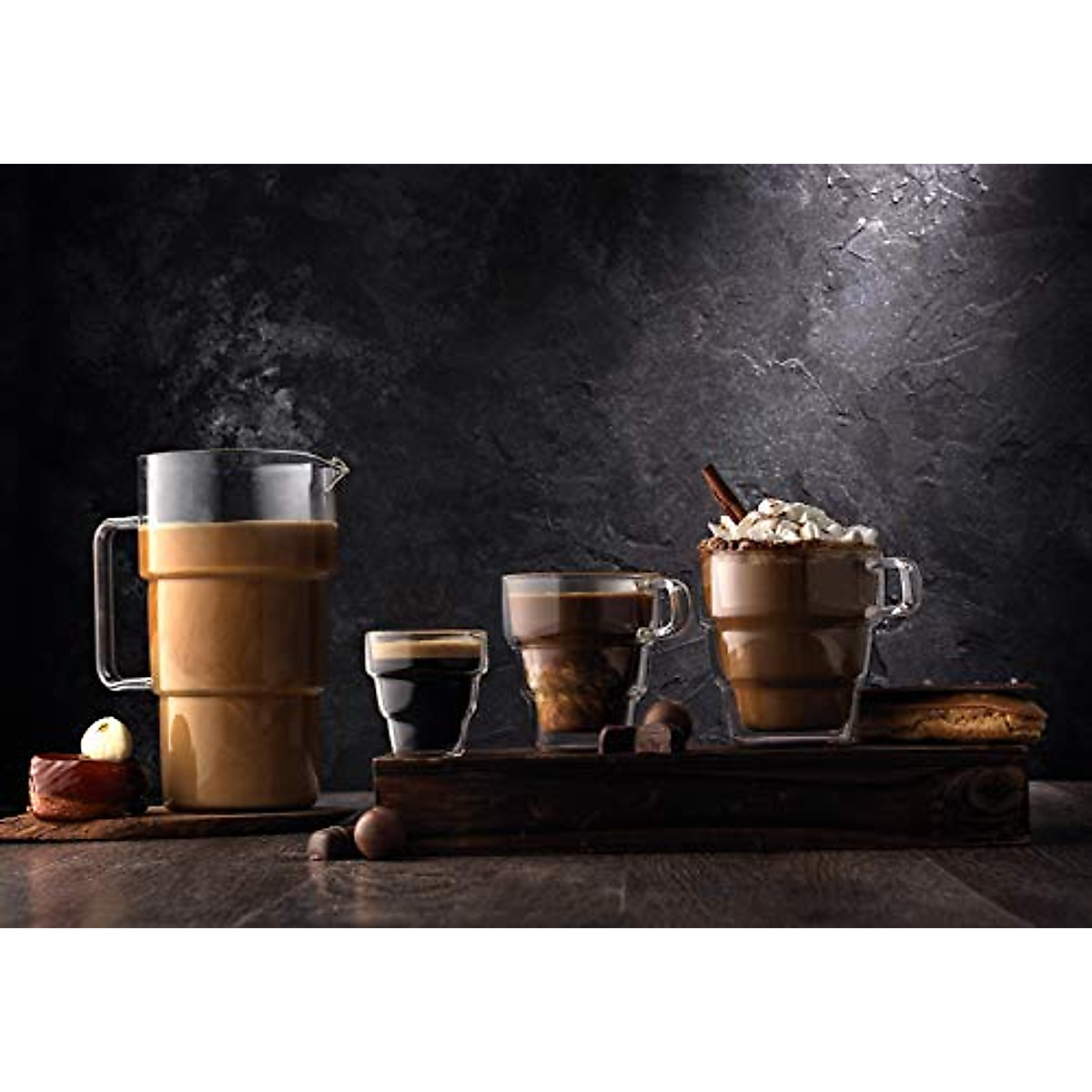 JoyJolt Pila Double Walled Espresso Glasses, Set of 4 Espresso Cups 3 Ounce Capacity. Stackable Thermal Clear Glass Cups, Ideal Fit for Espresso Machine and Coffee Maker