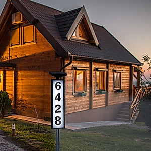 ATDAWN Solar Lighted House Address Numbers Sign, Solar Powered House Numbers Light, LED Illuminated Outdoor Address Plaque for Home Yard Garden House