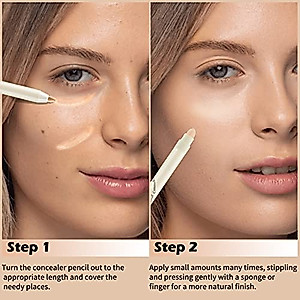 Boobeen Concealer Pencil, Contour Highlighter Stick Makeup Waterproof Full Coverage Foundation Multi-use Creamy Matte Concealer Pen with Sponge Brush Head