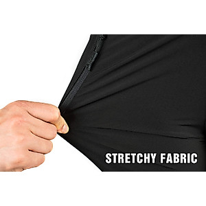 clothin Men's Elastic-Waist Travel Pant Stretchy Lightweight Pant Multi-Pockets Quick Dry Breathable(Black M-32)