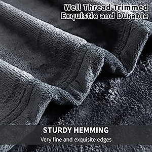 Cambividas Fleece Blanket, Queen Size Blanket, 330GSM, 90x90 Inches All Season Super Soft Cozy Warm Fuzzy Throw Blanket for Bed, Sofa, Travel, Camping, Dark Grey