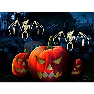 Aweilan Halloween Animal Skeleton,Horrible Bat Skeleton Simulation Bat Model Vivid Bat Bone for Yard Garden Lawn Patio Halloween Party Favors Decor, 2pcs