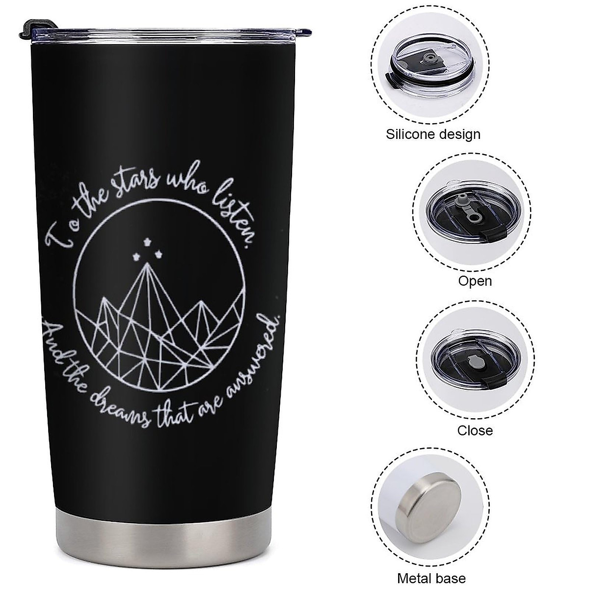 Velaris City Of Starlight Tumbler Acotar The Night Court Bookish 20 Oz Stainless Steel Insulated Tumblers with Lid And Straw Bookish Acotar Travel Coffee Mug Gifts
