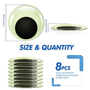 TOAOB 8pcs Glow in The Dark Wiggle Googly Eyes Self Adhesive Luminous Googly Eyes 50mm Plastic Sticker Eyes for DIY Crafts Scrapbooking Decoration