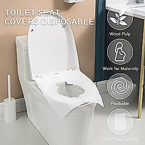 Toilet Seat Covers Disposable, 50-Count Flushable Paper Travel Toilet Seat Covers for Adults and Kids Potty Training, Great Biodegrable Accessories for Public Restrooms, Airplane, Camping