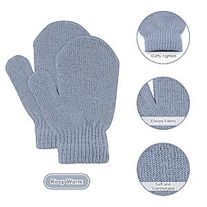 MENOLY 15 Pairs Kids Toddlers Magic Stretch Mittens Solid Color Winter Warm Kids Knit Gloves for Boys and Girls