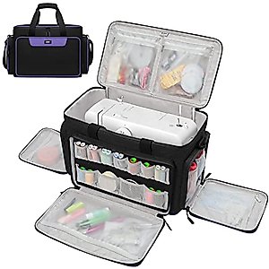 LEFOR·Z Sewing Machine Carrying Case Bag Compatible for Most Standard Singer,Brother,Janome with Multiple Storage Pockets,Universal Travel Tote Bag with Shoulder Strap for Sewing Machine and Supplies