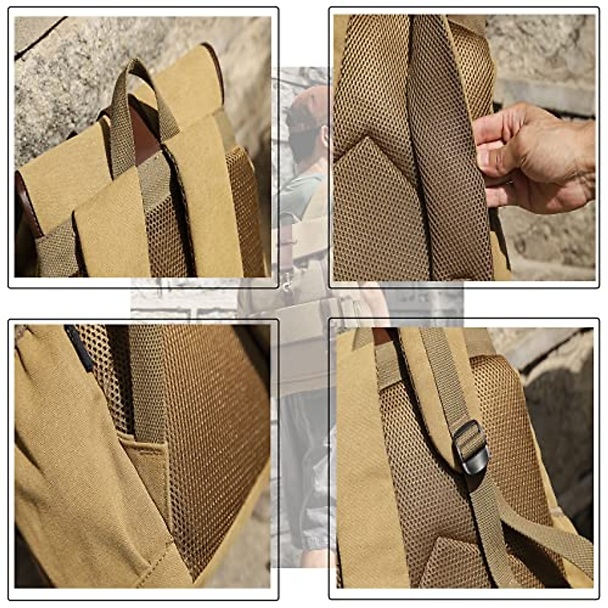Creaweal Canvas Backpack Vintage Backpack Rucksack Men & Women Bookbag Fits 15.6-17 Inch Laptop Backpacks Lightweight (Upgrade-Brown)