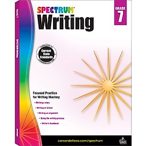 Spectrum 7th Grade Writing Workbooks, Ages 12 to 13, 7th Grade Writing, Informative, Argumentative, Comparative, and Fiction Story Writing Prompts, Writing Practice for Kids - 136 Pages