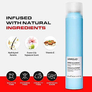 Leave In Conditioner Spray - Sulfate-Free, Paraben-Free ReFRESH Dry Conditioner Spray for Hair of All Types - Keratin & Vitamin E Anti Frizz Spray - Travel Conditioner for Men & Women by Arrojo, 4.5oz