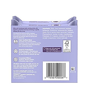 Neutrogena Night Calming Cleansing Makeup Remover Face Wipes, Nighttime Facial Wipes to Remove Dirt & makeup, Leaves Skin Feeling Calm, Alcohol-Free, 100% Plant Based Cloth, 25 ct, Twin Pack