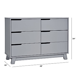 Babyletto Hudson 6-Drawer Assembled Double Dresser in Grey, Greenguard Gold Certified
