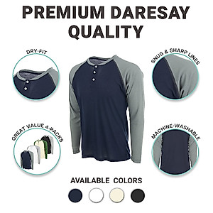 DARESAY 3 Pack: Thermal Long Sleeve Tee Shirt for Men- Henley & Crew Long Sleeve Shirts for Men – Mens long sleeve T Shirts