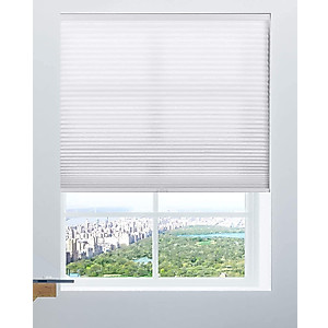 Calyx Interiors Cordless Honeycomb 9/16-Inch Cellular Shade, 34.5-Inch Width by 48-Inch Height, Light Filtering White, (A04HCC345480)