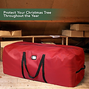 Holiday Cheer Christmas Tree Storage Bag – Heavy Duty Christmas Tree Bag Fits Up to 7.5ft Tall Artificial Christmas Tree, Waterproof with Durable Handles & Zipper – Xmas Tree Storage Bag (RED)