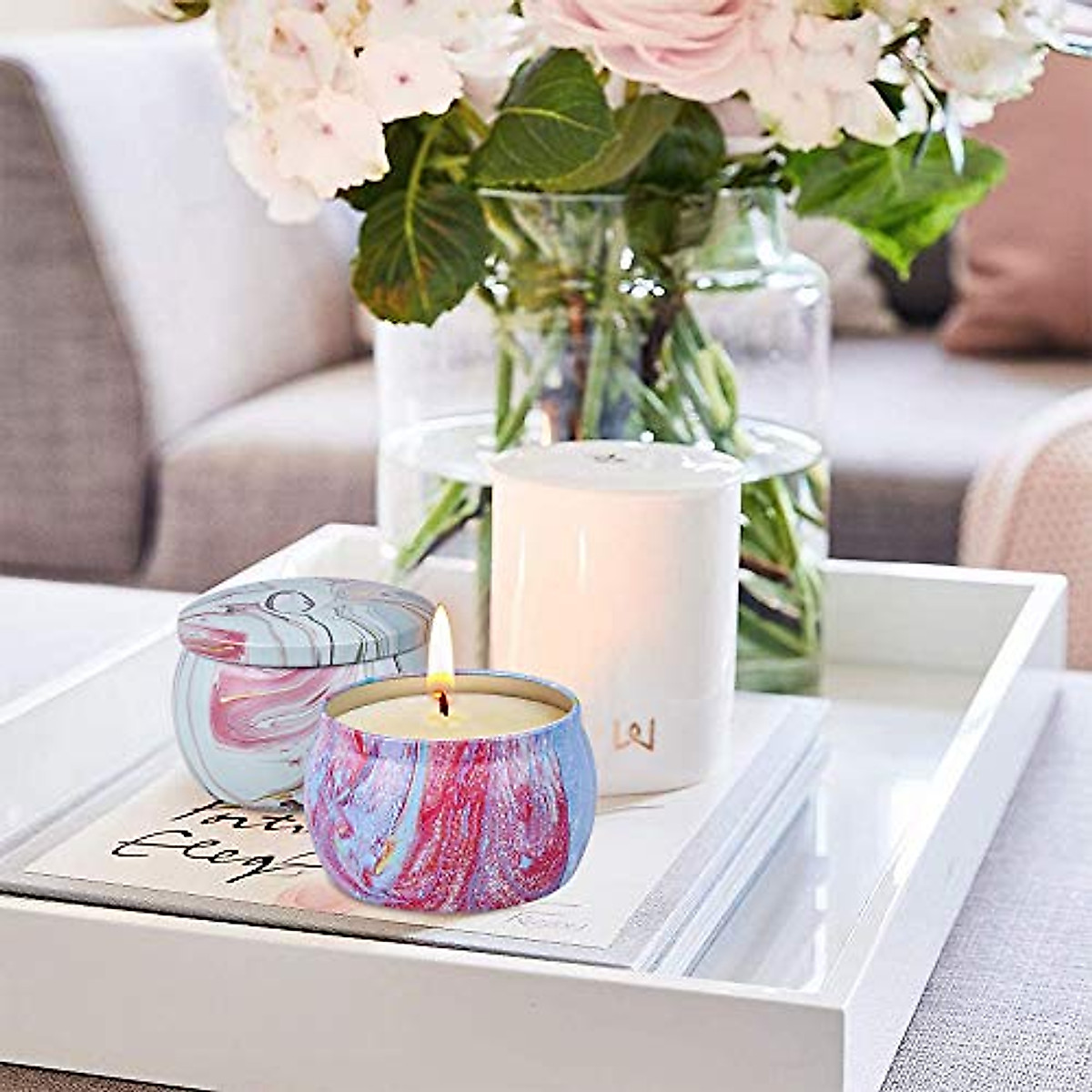 Scented Candles Gifts Set for Women, 9 Pack Aromatherapy Candles Pack Soy Wax with Essential Oil Include Lavender, Jasmine and Vanilla for Bridesmaid, Birthday, Valentine's, Mother's Day, Bath, Yoga