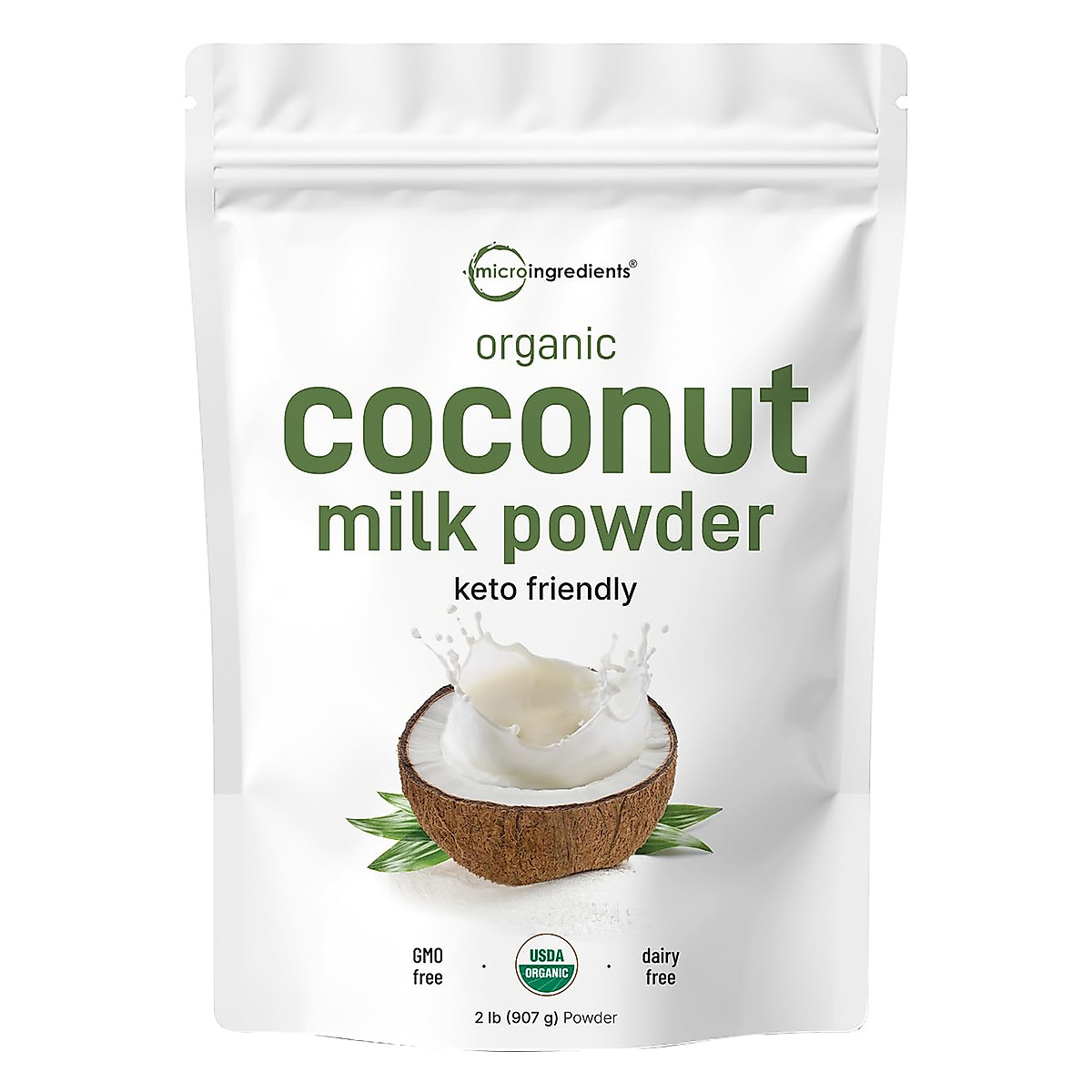 Micro Ingredients Organic Coconut Milk Powder, 2 Pound (32 Ounce), Plant-Based Creamer, Perfect for Coffee, Tea and Smoothie, Non-GMO and Keto Friendly