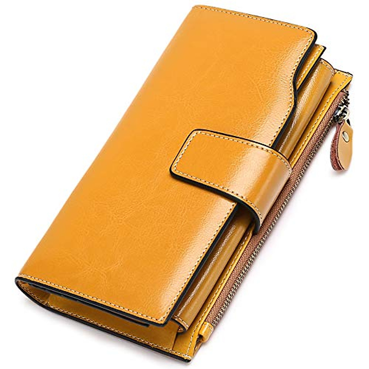 SENDEFN Women Leather Wallets RFID Blocking Clutch Card Holder Ladies Purse with Zipper Pocket