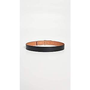Tory Burch Women's 1.5" Miller Reversible Belt, Black/New Cuoio/Gold, L