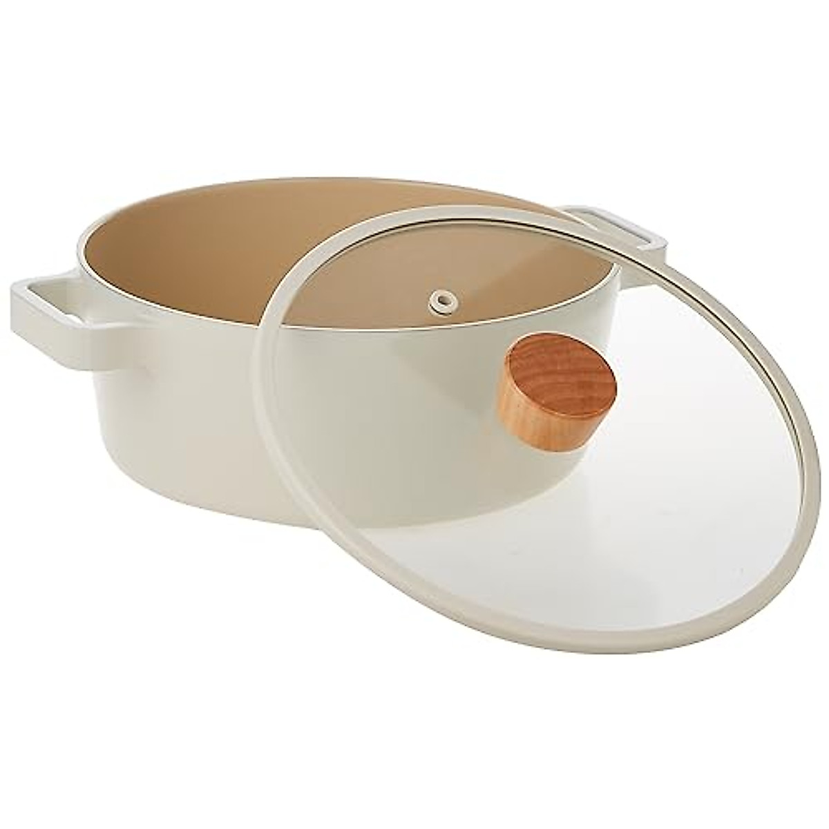 NEOFLAM FIKA Stock Pot for Stovetops and Induction | Wood Handle and Glass Lid | Made in Korea (8.5" / 2.7 qt)