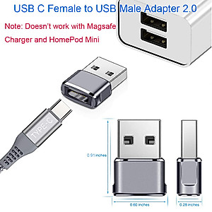 QCEs USB C Female to USB Male Adapter 2Pack, Type C to USB A Charger Converter Compatible with iPhone 15/14/13/12/11 Pro Max XR, Apple Watch Series 7 8 SE Airpods, iPad, Galaxy S23/S22