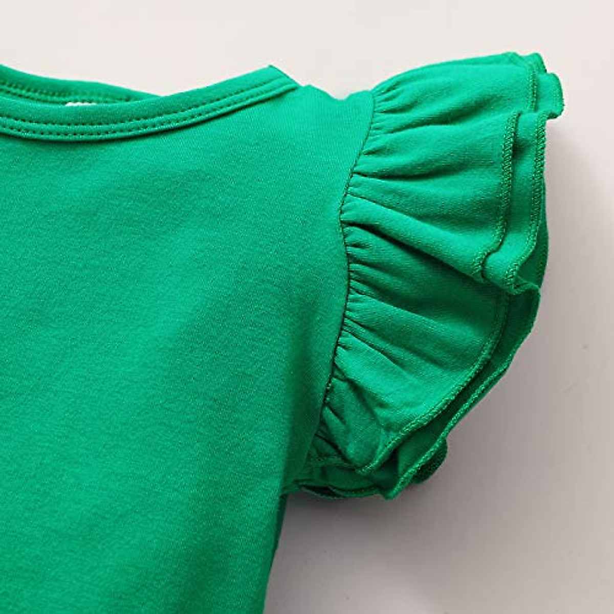 LYSMuch Toddler Baby Girls Ruffle Sleeve Shirt Plain Solid Sleeveless Tshirt Top Blouse Kids Casual Clothes(Green, 3-4T)