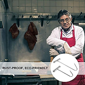DOITOOL 2pcs T Shaped Boning Hooks Stainless Steel Meat Hook for Butchering Heavy Duty Butcher Hooks with Handle Meat Hangers for Bacon Sausage