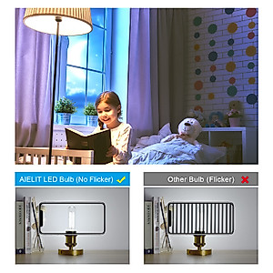 AIELIT E26 LED Tubular Light Bulb 25 Watt Equivalent, Bright White 5000K, 200 Lumens, 2W Daylight DimmableT10/T30 Edison LED Filament Bulbs for Chandelier, 4-Pack