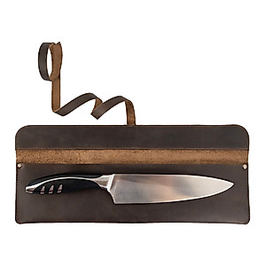 Cast Leather Co., Single Knife Case, Rectangular Protector for Chef's Knife, Travel Bag, Full Grain Leather, Handmade, Bourbon Brown