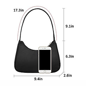Loiral Small Purse for Women, Cute Hobo Tote HandBag Mini Clutch, Nylon Shoulder Bags with Zipper Closure, Black