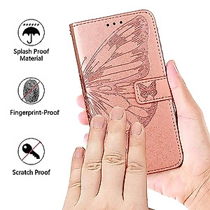 Galafu Case for Sony Xperia 1 III, Magnetic PU Leather Cover with Card Slot and Kickstand, Shockproof Flip Wallet Case with TPU Inner Shell for Sony Xperia 1 III, Rose Gold