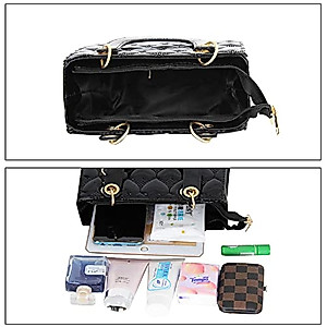 Qiayime Purses and Handbags for Women Fashion Ladies Shiny Patent PU Leather Top Handle Satchel Shoulder Totes Crossbody Bags (large black)