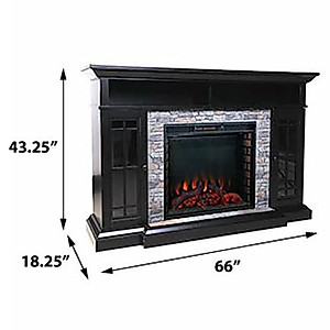 Allen Home Bennett 66 inch Freestanding Electric Fireplace TV Stand - Farmhouse Ebony, ASMM-017-2866-S502-T