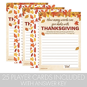 DISTINCTIVS Thanksgiving Party Games, Word Scramble and Thanksigiving Anagram Game (2 Game Bundle) - 25 Dual Sided Cards, Friendsgiving Party Games, Thanksgiving Family Games