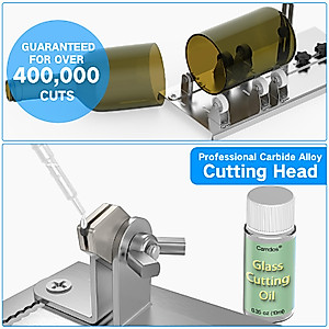 Glass Bottle Cutter, Upgraded Glass Cutter for Bottles with Glass Cutting Oil, Glass Cutting Kit for Wine, Beer, Liquor, Whiskey, Alcohol, Champagne, Bottle Cutter for Round Bottles by Camdios