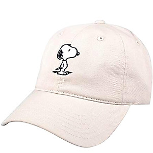 Peanuts Snoopy Dad Hat, Adjustable Baseball Cap, Tan, One Size