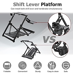 Marada G920 Steering Wheel Stand with Seat Slot Cup Holder Fit for Logitech Thrustmaster Moza G923 G27 G29 G920 T248 T300RS R5 Adjustable Foldable Racing Stand, without Wheel Pedal Handbrake