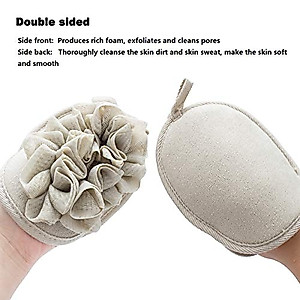 Amariver 3 Pack Bath Loofah Body Sponge Brushes Pouf Bath Mesh Brush Bath Shower Glove with Flower Bath Ball