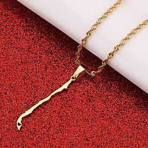 Stainless Steel Chile Map Pendant Necklace Charm Republic of Chile Jewelry Chilean (Gold Color)