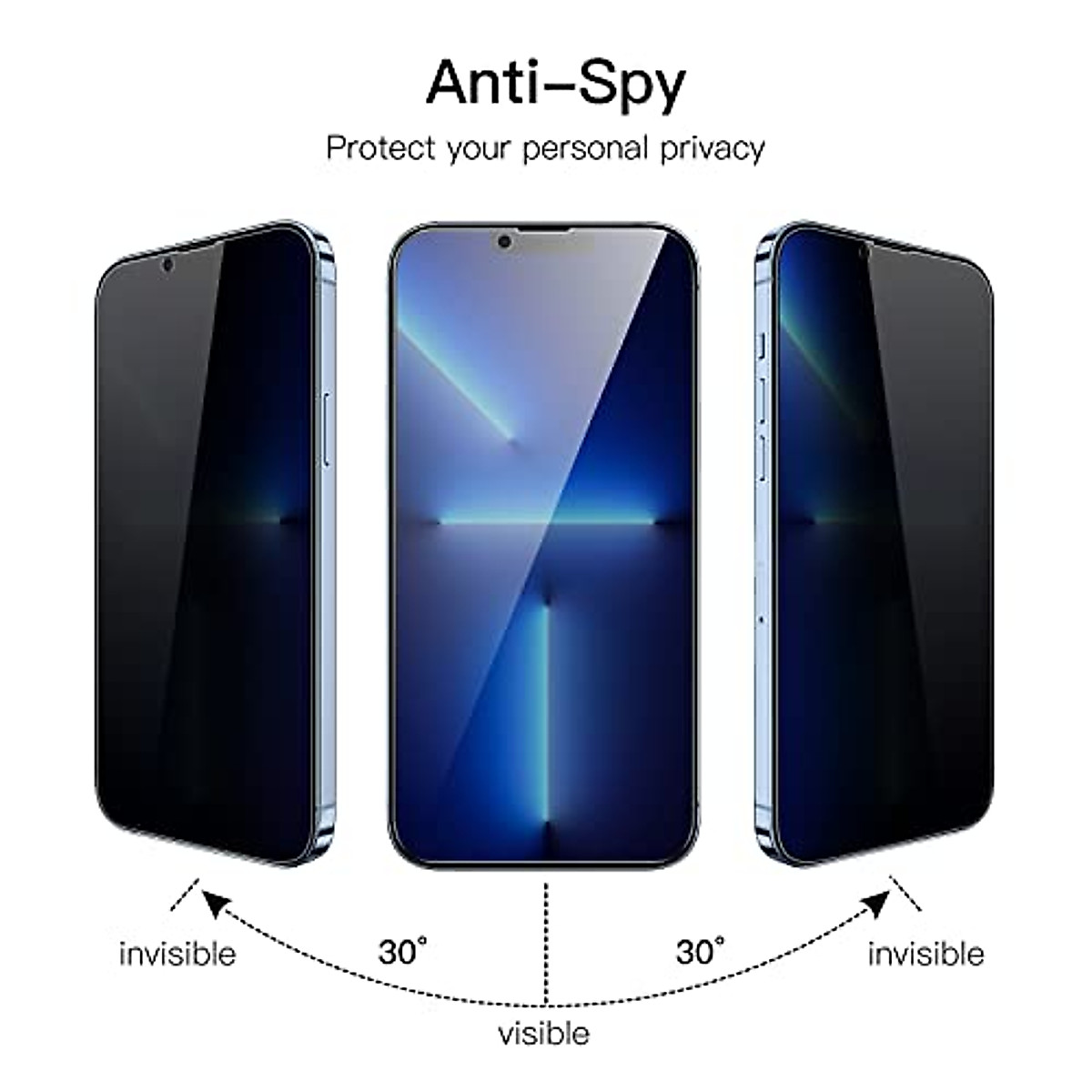 JETech Privacy Full Coverage Screen Protector for iPhone 13 Pro Max 6.7-Inch, Anti-Spy Tempered Glass Film, Edge to Edge Protection Case-Friendly, 2-Pack