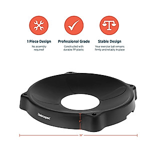 Retrospec Exercise Ball Base Workout Accessory, Alternative to Office Desk Chair or Pregnancy Birthing Ball; Fits 55, 65, 75cm Exercise Balls; Compatible with Resistance Bands; 1 pc, Black (3567)