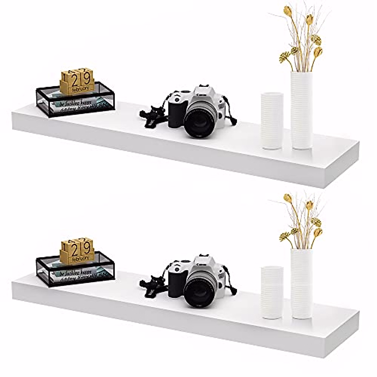 RANK 9.25" Deep White Floating Shelves 2 Pack, Wall Shelf Display Floating Shelf, 36" L