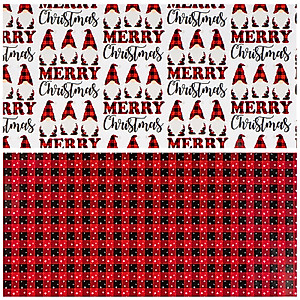 LeZakaa Reversible Christmas Wrapping Paper - Jumbo Roll - Gnome & Buffalo Plaid - 30 inches x 100 Feet (250 sq.ft.)