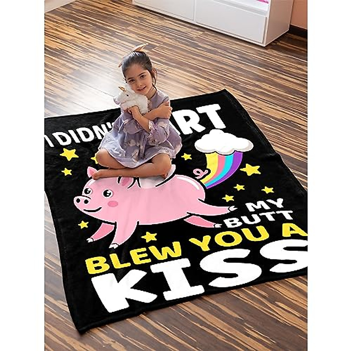 Funny Pig Blanket Gift for Girls Boys- 40x50 Inches Soft Flannel Throws Blankets Funny Gift for Teen Women Men Adult Cute Pig Lover Gifts for Birthday Christmas Halloween Bed Sofa Couch