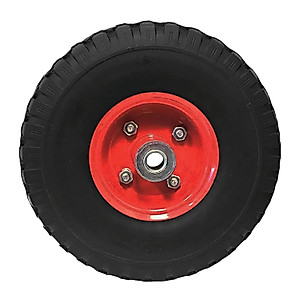 EZ Travel Collection, Heavy Duty Flat Free 10" Tire Wheels, Extra Wide Tires for Wagon, Dolly, Hand Truck, and Cart (Red)