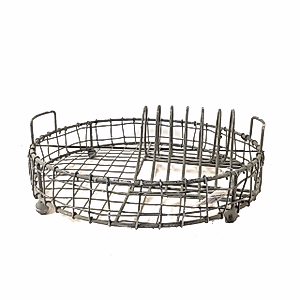 Colonial Tin Galvanized Metal Vintage Dish Rack with Utensil Holder Kitchen Supplies, 12" dia. x 4¼"T, Gray