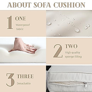 JETEAGO 7 Piece Patio Furniture Set Wicker Conversation Set Outdoor Garden Sectional Rattan Sofa with Dining Table,Ottoman for Yard Poolside, Beige