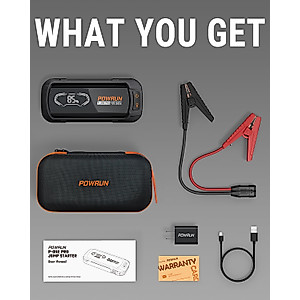 Powrun P-ONE PRO Jump Starter - 2500A Portable Jump Box for 8.5L Gas and 7.0L Diesel Engines, 12V Car Battery Pack With Carry Case